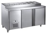 China Commercial Refrigerated Pizza Prep Table Ventilation Cooling Stainless Steel Body Embraco Compressor for sale