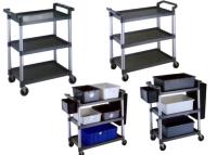 China Foldable Restaurant Or Hotel Room Service Cart Stainless Steel With Plastic And Tote Box for sale