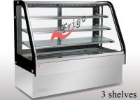 China Curved Cold Bakery Food Display Showcase Orchid Cake Showcase Tempered Glass for sale
