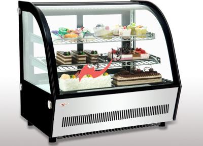 China Small Curved Glass Refrigerated Bakery Display Case Countertop Mirrors / Steel Base for sale