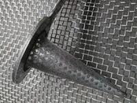 China Conical Structure Witches Hat Strainer / Perforated Metal Mesh With Handle for sale