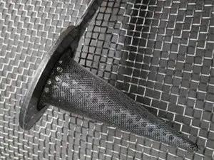 China Conical Structure Witches Hat Strainer / Perforated Metal Mesh With Handle for sale