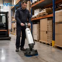 China 520mm Cleaning Width Floor Scrubber Machine Dual Brush Walk-behind Sweeping Industrial Floor Scrubber for sale
