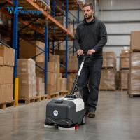 China Compact Mini Floor Scrubber Machine 24V 205W High Power Tiles Cleaning Machine for sale