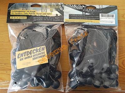 China Black Tarp Ball Bungee Cords 25pcs Tarpaulin Elastic Ties Customization for sale