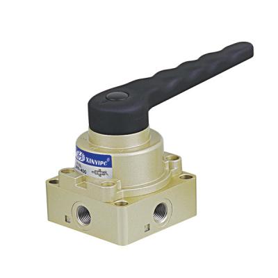 China HV Series Pneumatic Manual Valve 3-Position 4-Way Hand Switching Valve with G1/4 G3/8 G1/2 Port Sizes 0-0.8MPa Pressure Range for sale