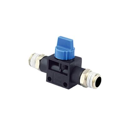 China HVSS Hand Control Valve Black Male R Thread Pneumatic Tube Fitting 4-16mm for sale