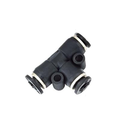 China PUT-C Equal Tee Plastic Pneumatic Tube Fitting SMC Mini Type Black 4-16mm Tube Size 1.5MPa Pressure for sale