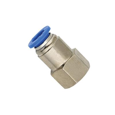 China Female Straight One Touch Brass Nickel Plated Air Tube Fitting 4mm to 16mm with O Ring for sale