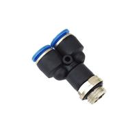 China Brass Nickel Plated Y Type Male Push In G Thread Pneumatic Tube Fitting 4mm to 16mm for sale