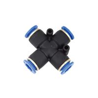 China PZA Plus Type Plastic Material Four Way Equal Size Push In Air Tube Fitting for sale