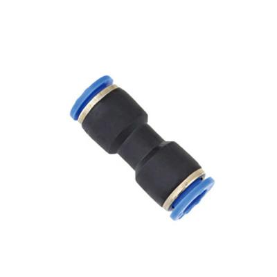 China PU Two Way Straight Equal Socket Pneumatic Tube Fitting Black Colour for sale