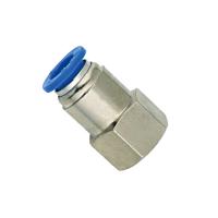 China PCF Female Straight One Touch Brass Nickel Plate Pneumatic Fittings 4-16mm Tube Size 1.5MPa Pressure for sale