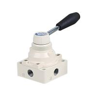 China 4HV Manual Pneumatic Control Valve 3-Position 4-Way with G1/4 to G3/4 Ports and 90° Switching Angle for sale