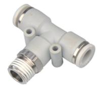 China PB Branch Tee Two Touches Connector Brass Nickel Plated Tube Fittings for 4-16mm & 1/4-1/2 Inch Pneumatic Systems for sale