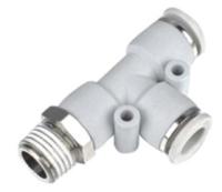 China Black Push In Branch Tee Male Connector Side Thread Tube Fitting 8mm 1/4 PT for sale