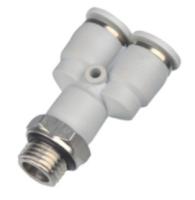 China Brass Nickel Plated Y Type Male Push In G Thread Pneumatic Tube Fitting 4mm to 16mm for sale