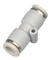 China PU Two Way Straight Equal Socket Pneumatic Tube Fitting Black Colour for sale