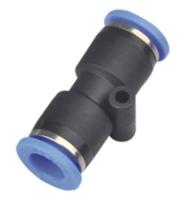 China PG Two Way Straight Thread Die Brass Nickel Plated Pneumatic Tube Fitting 4-16mm Tube Size 1.5MPa Pressure for sale