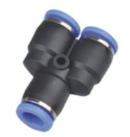 China PW Die Down Type Y Tee Plastic Pneumatic Air Fitting Three Way 4mm to 16mm 0 to 1.0MPa for sale