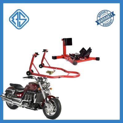 China PVC Wheel Movable Motorcycle Stand Front Lift Red Rear Engine for sale