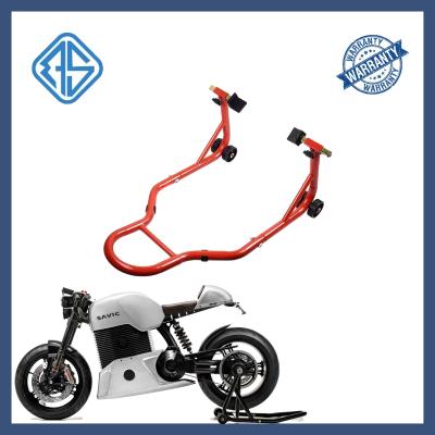 China Tire Changing PVC Motorcycle Wheel Lift Stands Red Headstock Paddock Stand for sale