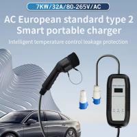 China TYPE2 32A 7KW  Portable AC EV Charger Wallbox European Standard for sale
