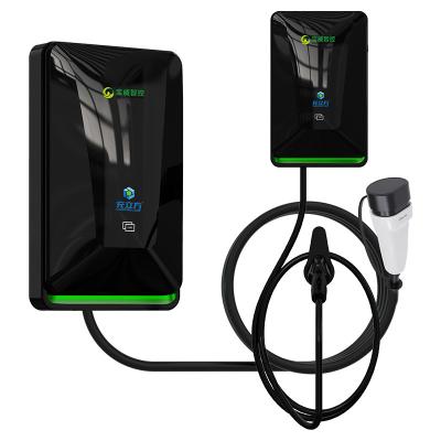 China 7KW 11KW 21KW Black Wall-Mounted Single-Gun Electric Vehicle AC Charging Pile For Home Use for sale