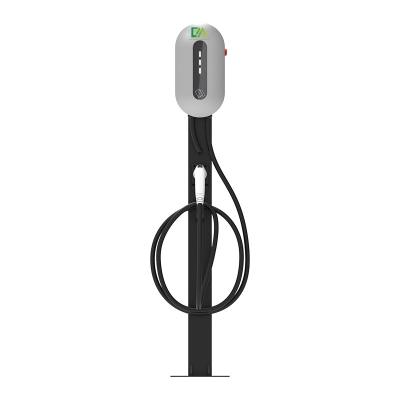 China 7KW 11KW 22KW Silver Column Type Single Gun Electric Vehicle AC Charging Pile for sale