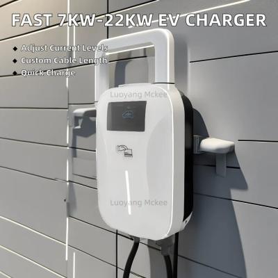 China Wall Mounted AC EV Charger with Galvanized Steel Enclosure Tempered Glass Front Panel and Smart Modular Design for sale