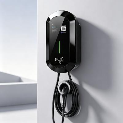 China R8 NACS Tesla EV Charger Wall mounted Pillar type Anti Salt Spray AC Charging Station 7.6kw 32A 85V to 265V IP54 5.64 inch LCD Display for Residential and Commercial Use for sale