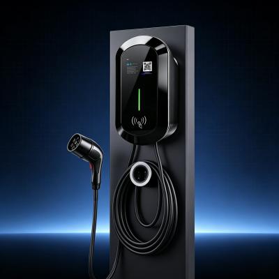 China Anti Salt Spray R8 AC Charging Station Wall mounted Pillar type NACS Tesla EV Charger 9.6kw 40A 85V to 265V IP54 5.64 inch LCD Display Residential Commercial Application for sale