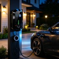 China R8 NACS Tesla EV Charger Wall mounted Pillar type Anti Salt Spray AC Charging Station 7.6kw 32A 85V to 265V IP54 5.64 inch LCD Display for Residential and Commercial Use for sale