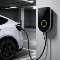 China Euro Type2 U Shape AC Charging Station EVSE Supports Wall And Column Installation 7kW 32A 85V 265V IP54 4.59 Inch LCD Screen Comprehensive Multi Safety Protections for sale