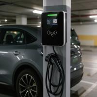 China Square Glass EV Charging Station Wall Column Mounted AC Charger Euro Type2 11kW 16A 380V IP54 5.64 Inch LCD For Residential And Commercial Applications for sale