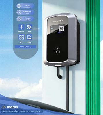 China Support Wall And Column Mount 85V 265V IP54 5.64 inch LCD For Residential EV Charging 7kW 32A J8 AC EV Charging Station Euro Type2 for sale