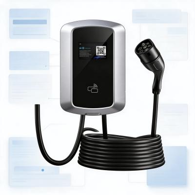 China Three Phase EV Charger J8 Wall Or Column Mount AC Charging Station Euro Type2 22kW 32A 380V IP54 5.64 inch LCD Screen for sale