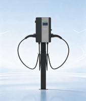 China Residential Commercial Universal Type2 22KW Dual Gun Wall Box AC EV Charger CLF AC 22D IP54 OCPP1.6J 4.3 Inch High Brightness Color Touch Screen for sale