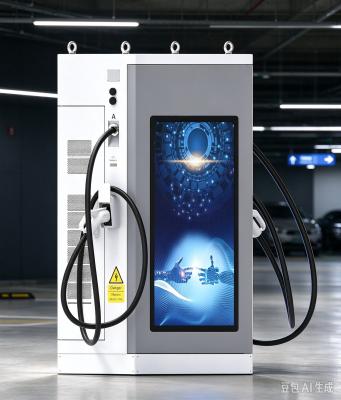 China 60kW DC EV Charger 55-inch LCD Advertising Screen Dual Display CCS1 CCS2 CHAdeMO GB/T for Fleet Depot for sale