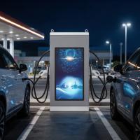 China 120kW DC EV Charger 55-inch LCD Advertising Screen Dual Display CCS1 CCS2 CHAdeMO GB/T for Highway Service for sale