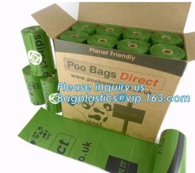 China Cornstarch Based Eco Compostable Dog Poop Bags on Roll 4 Refill Rolls Biodegradable for sale
