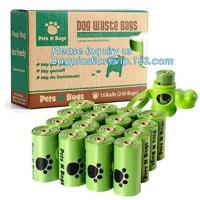 China Cornstarch Based Eco Compostable Dog Poop Bags on Roll 4 Refill Rolls Biodegradable for sale