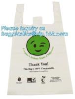 China 100% Compostable Vest Carrier Shopping Bag EN13432 Certified Biodegradable Plastic Bags for Supermarket Retail for sale