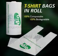 China PBAT PLA 100 Compostable Biodegradable Vest Shopping Bags 20x30cm Eco Friendly Carrier for sale