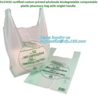 China Compostable Plastic Vest Handle T-Shirt Bag Biodegradable Cornstarch Eco Friendly Food Waste Bags 10x20 for sale