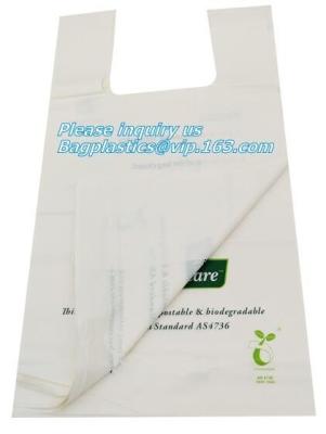 China 100% Compostable Vest Carrier Plastic Shopping Bag CE Certified Biodegradable 30x40cm for sale