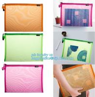 China PVC Netting Ziplock Document Bag with Pocket A4 Size Plastic Organizer for Students for sale