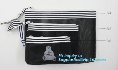 China PVC Mesh Zipper File Bag A4 A5 B5 Size Transparent Document Folder for Office for sale