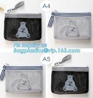 China PVC Mesh Zipper File Bag A4 A5 B5 Size Transparent Document Folder for Office for sale