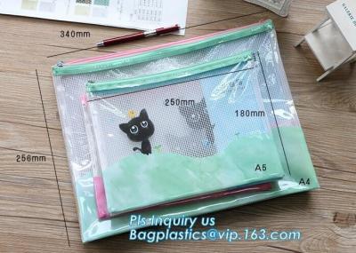 China A4 PP Mesh Zipper Document Bag with Slider Closure 240x330mm for Office File Storage for sale